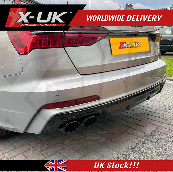 Audi A6 S-line to S6 style 2018-2020 gloss black diffuser with plastic ...