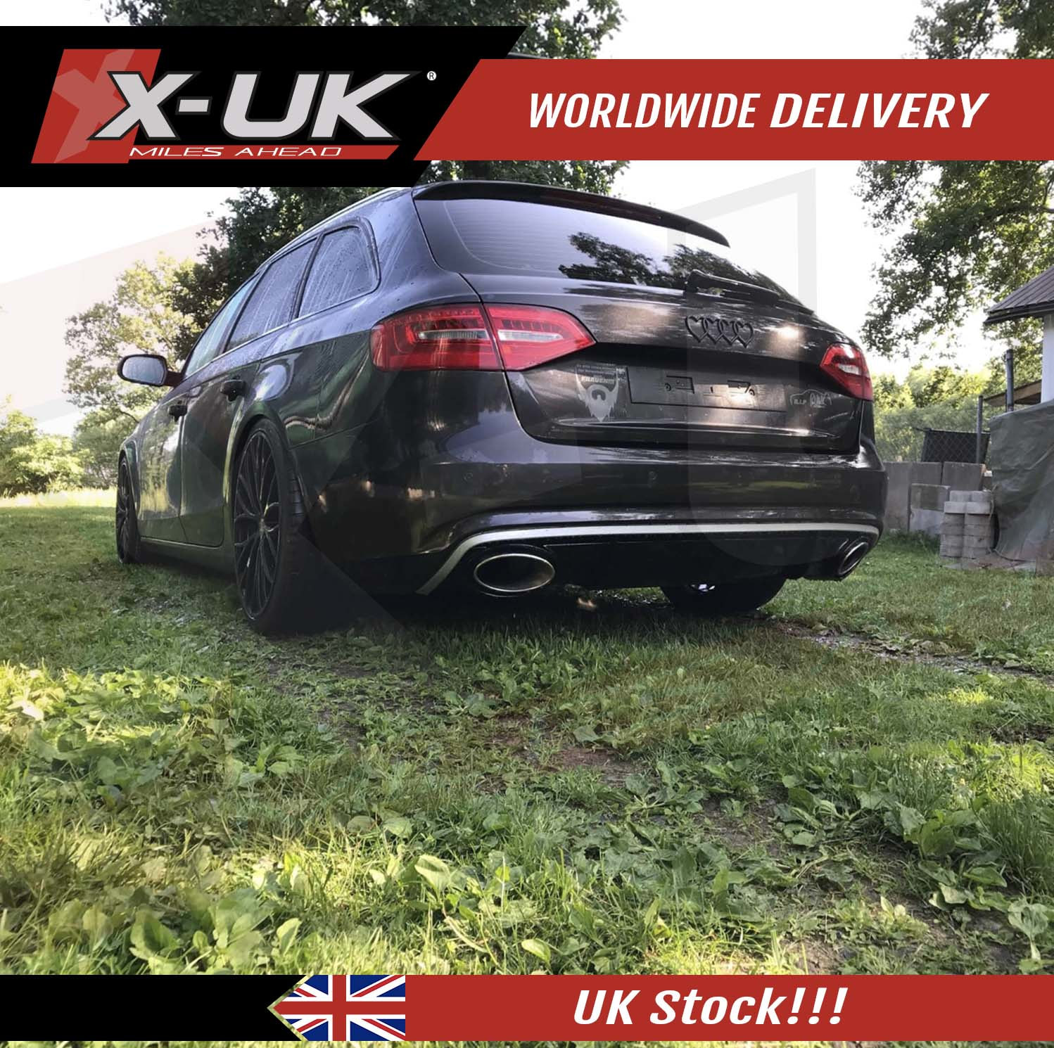 RS4 style rear diffuser valance for Audi A4 B8.5 2013-2015 NON S-line