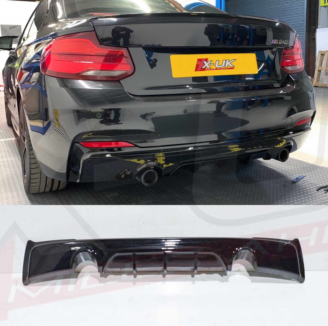 BMW F22 diffuser F23 M Performance style twin exit 2.0