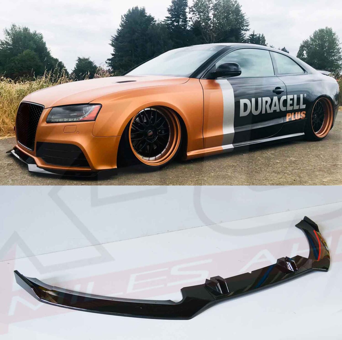 RS5 front splitter valance black FRP valance to fit 2007-2012