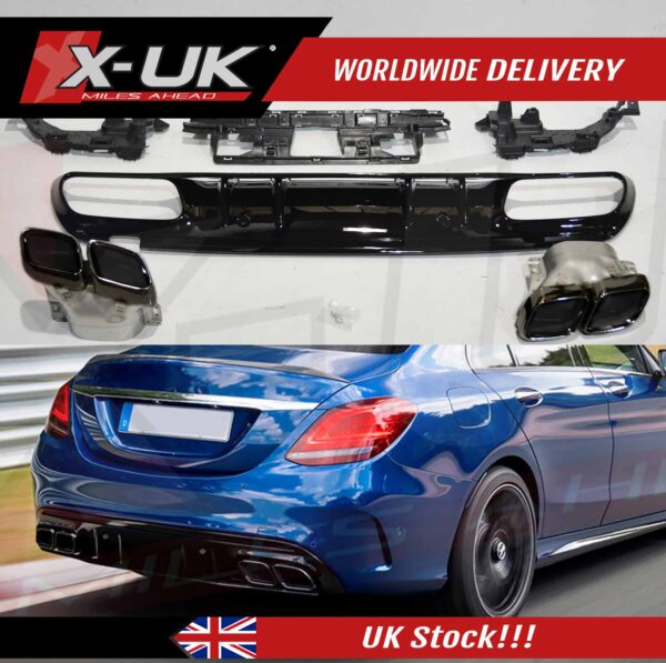 Mercedes W205 C-Class 2015-2019 C63 S style rear diffuser