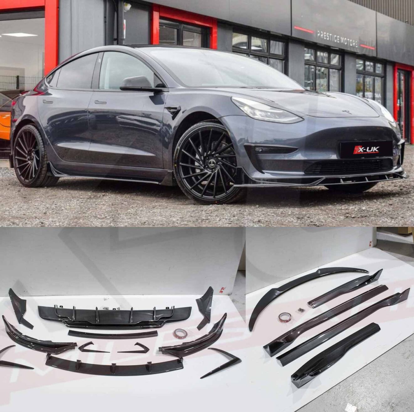 Tesla Body kit Model 3 2017-2021 front splitter skirts diffuser spoiler