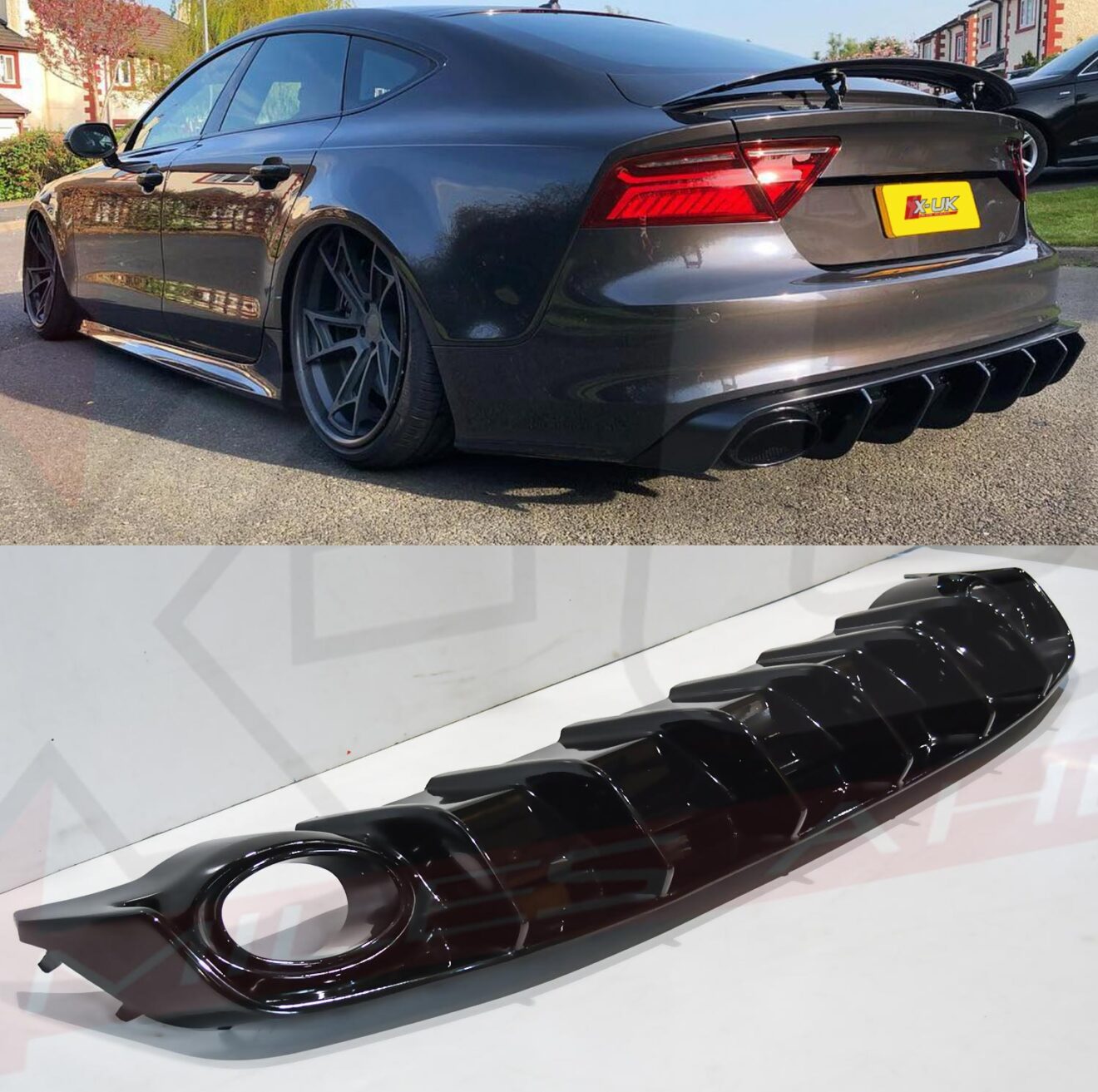 Audi A7 Sline S7 RS7 rear diffuser valance 2011-2014 gloss black